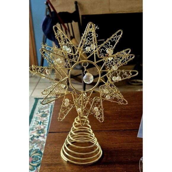 Unbranded | Holiday | Gold Twist Wire Faux Crystal Pearls Christmas ...